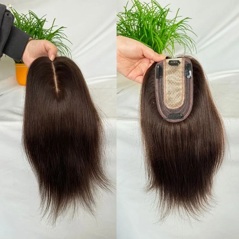 Skin Base Human Hair Topper With Clips In Silk Top Virgin European Hair ...