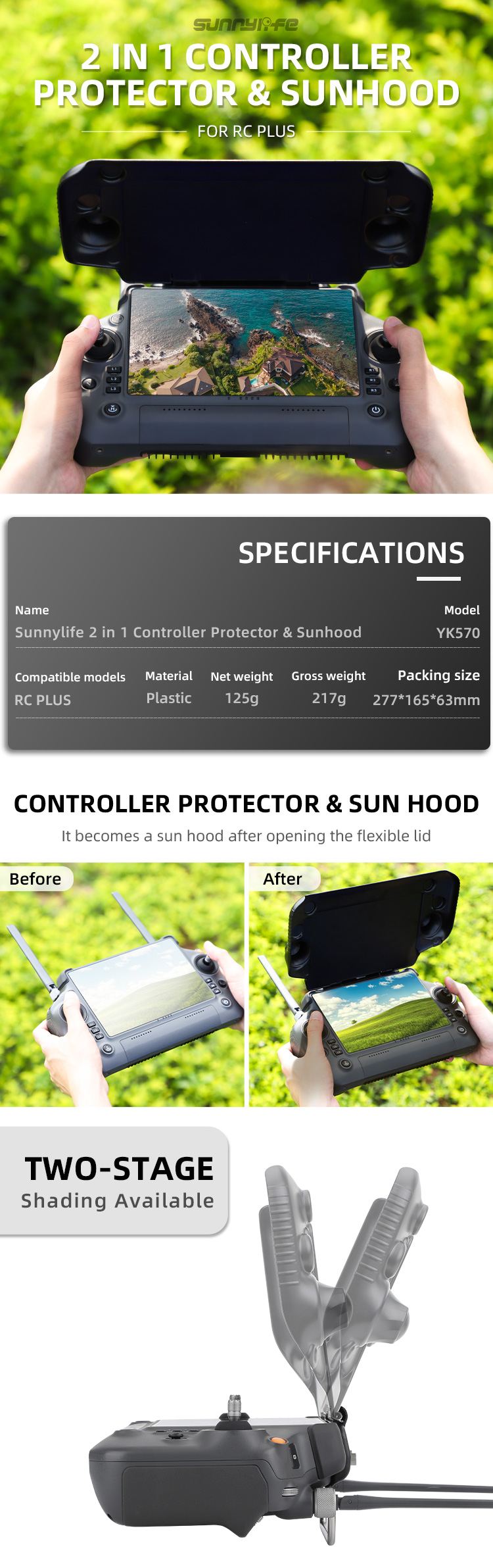 Sunnylife Controller Protector Sun Hood Control Sticks Guard Screen ...