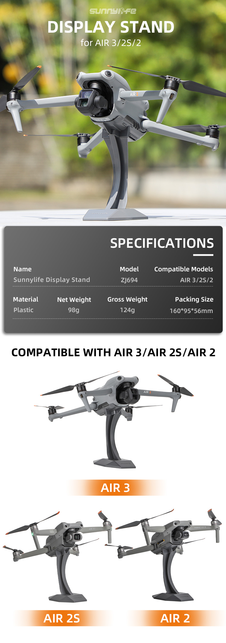 Sunnylife Desktop Display Stand Drone Mount Base Bracket Accessories ...