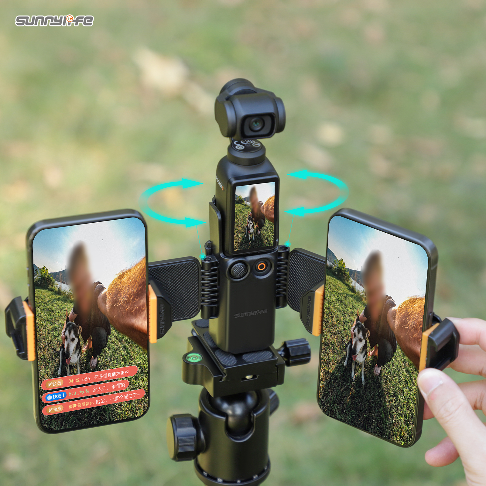 Sunnylife Dual Phones Holder Mount Live Streaming Video Stand Recording ...