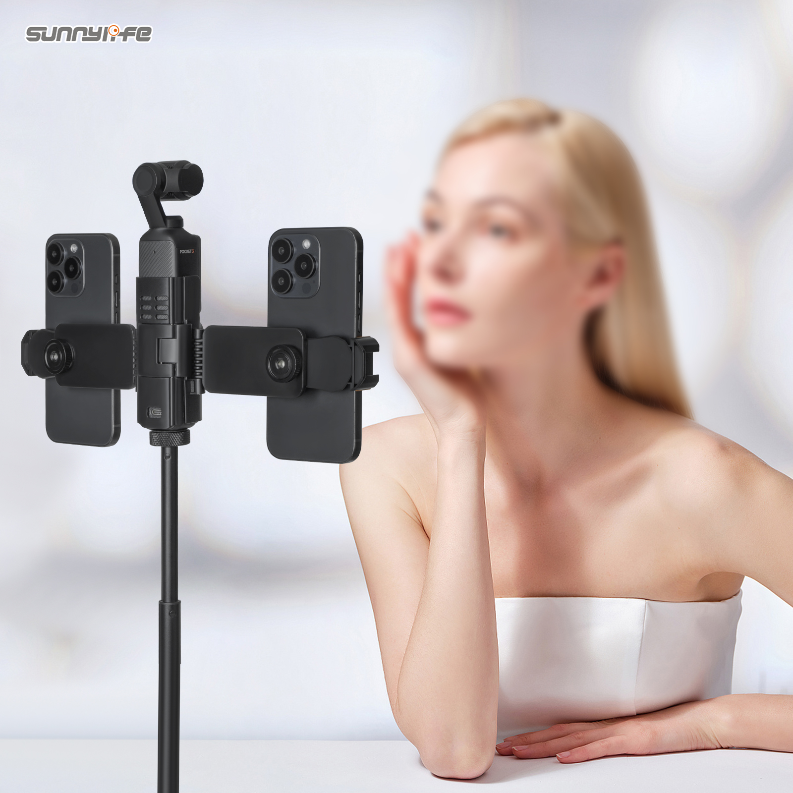 Sunnylife Dual Phones Holder Mount Live Streaming Video Stand Recording ...
