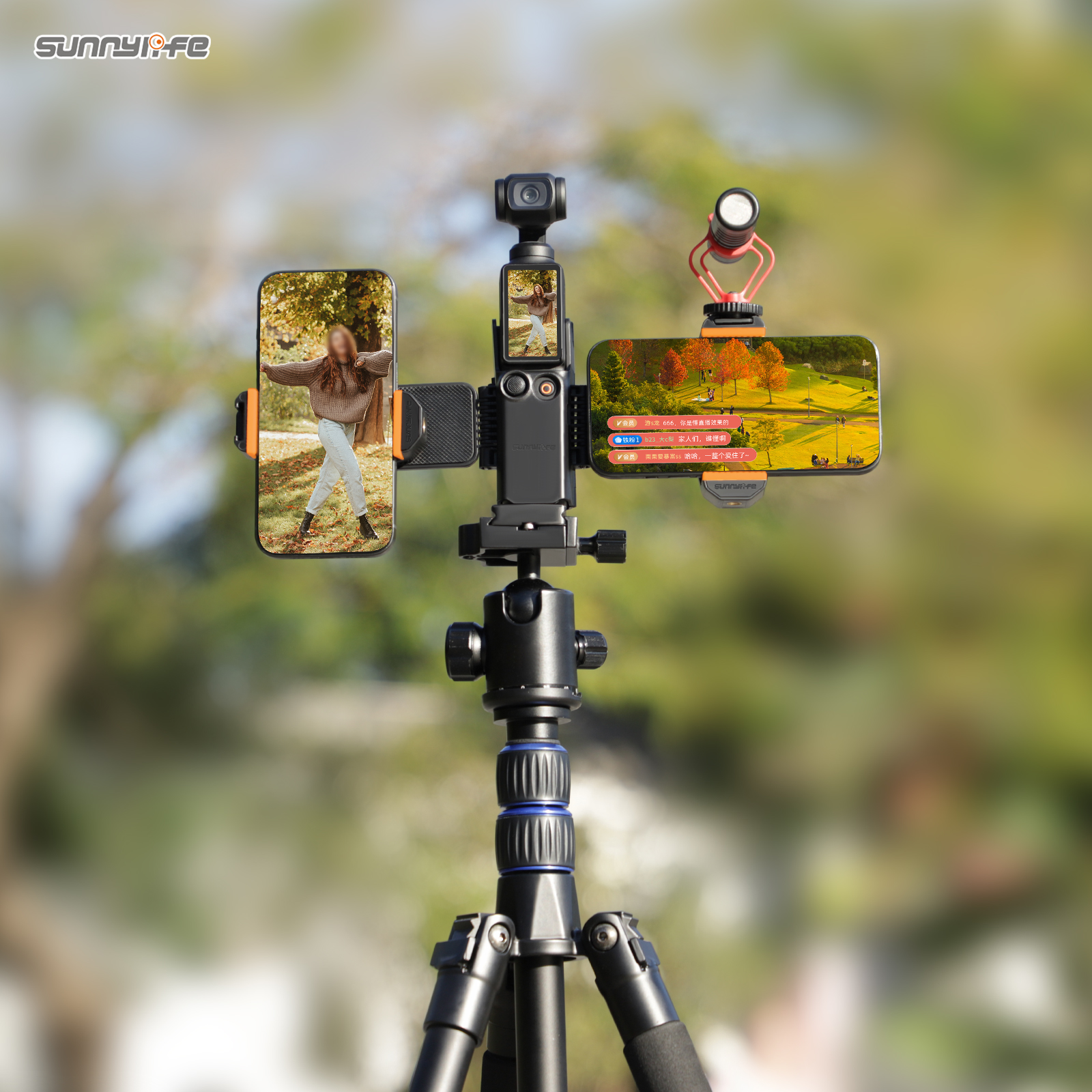 Sunnylife Dual Phones Holder Mount Live Streaming Video Stand Recording ...