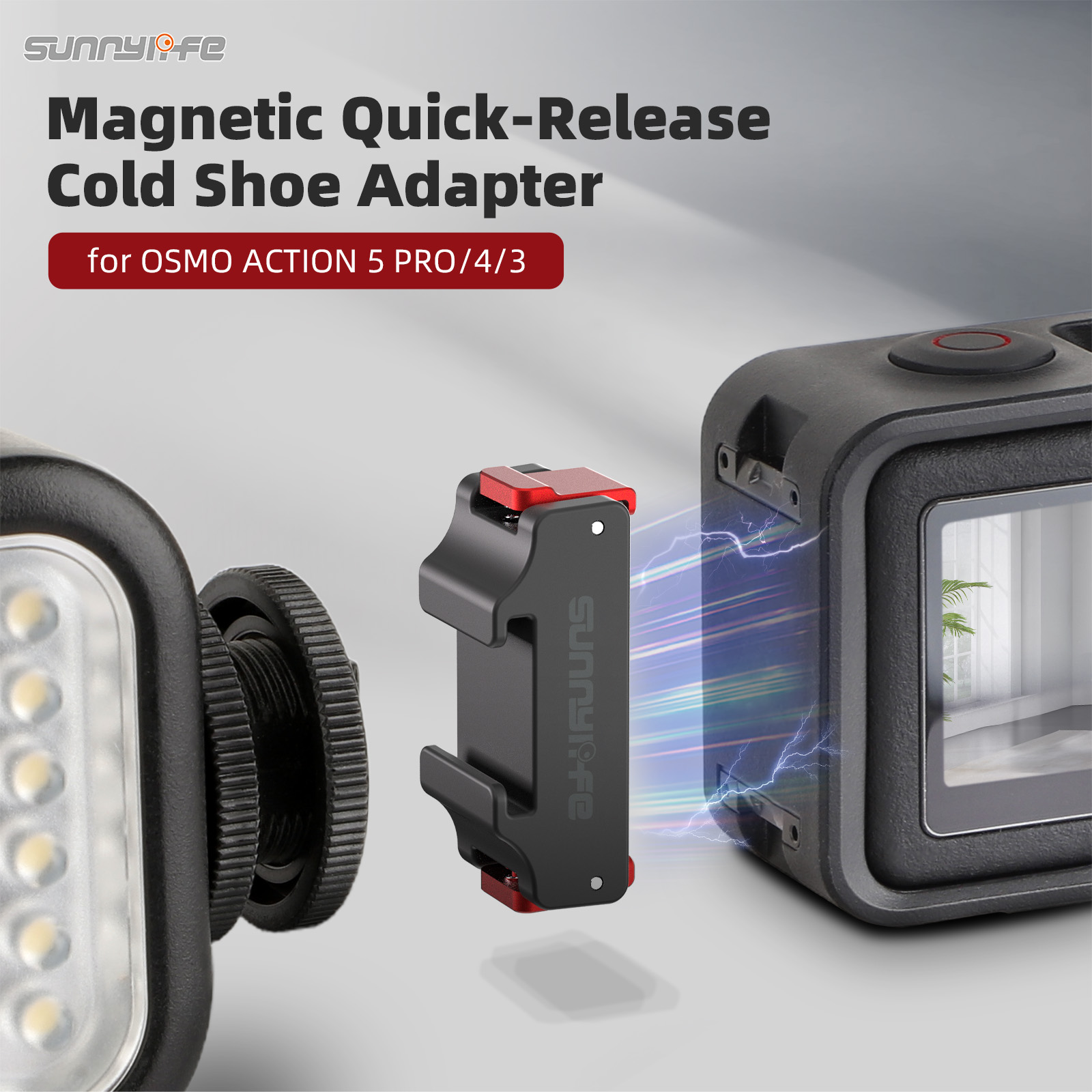 Sunnylife Magnetic Quick-Release Cold Shoe Adapter Action Camera Fill ...