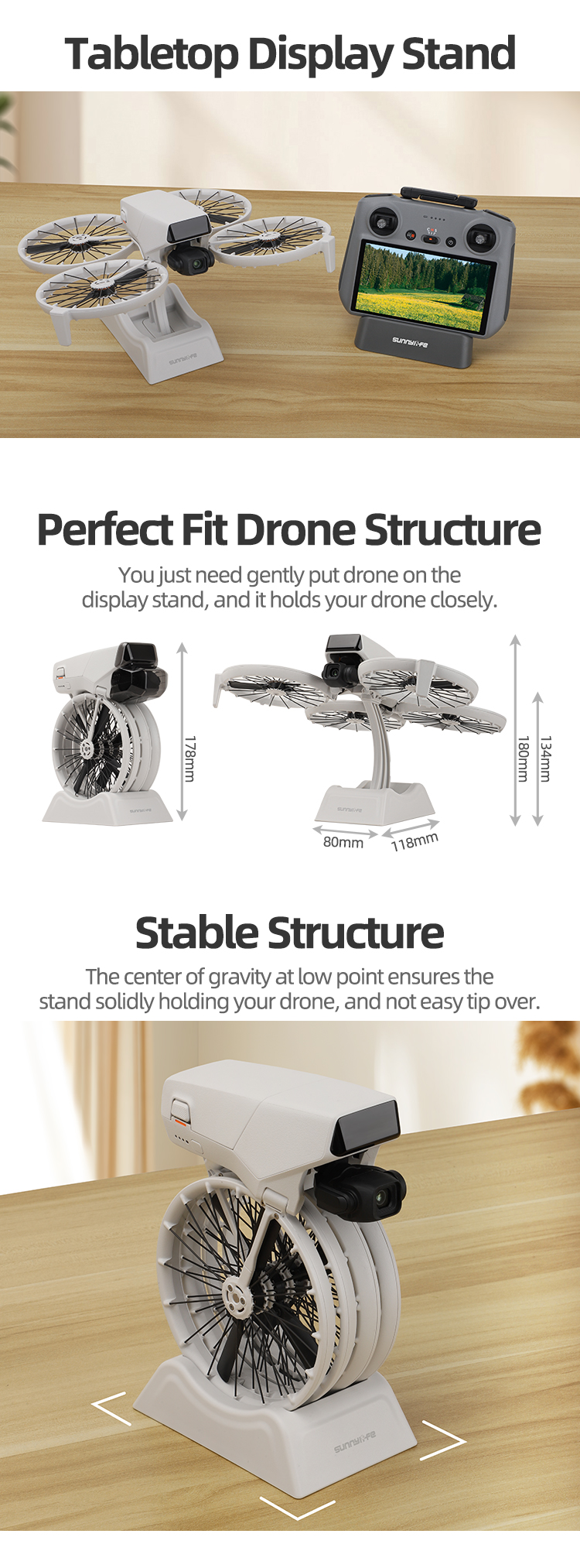 Sunnylife 2 in 1 Desktop Display Stand Drone Base Mount Exhibition Base ...