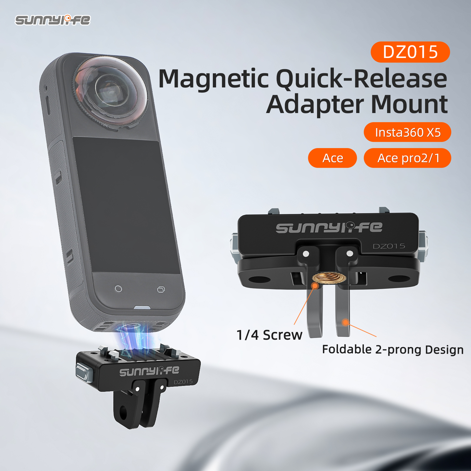 Sunnylife Magnetic Quick Release Adapter Mount Action Camera Foldable ...