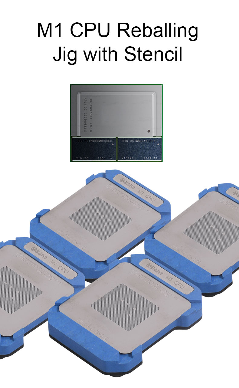 M1 CPU Reballing Jig with Stencil