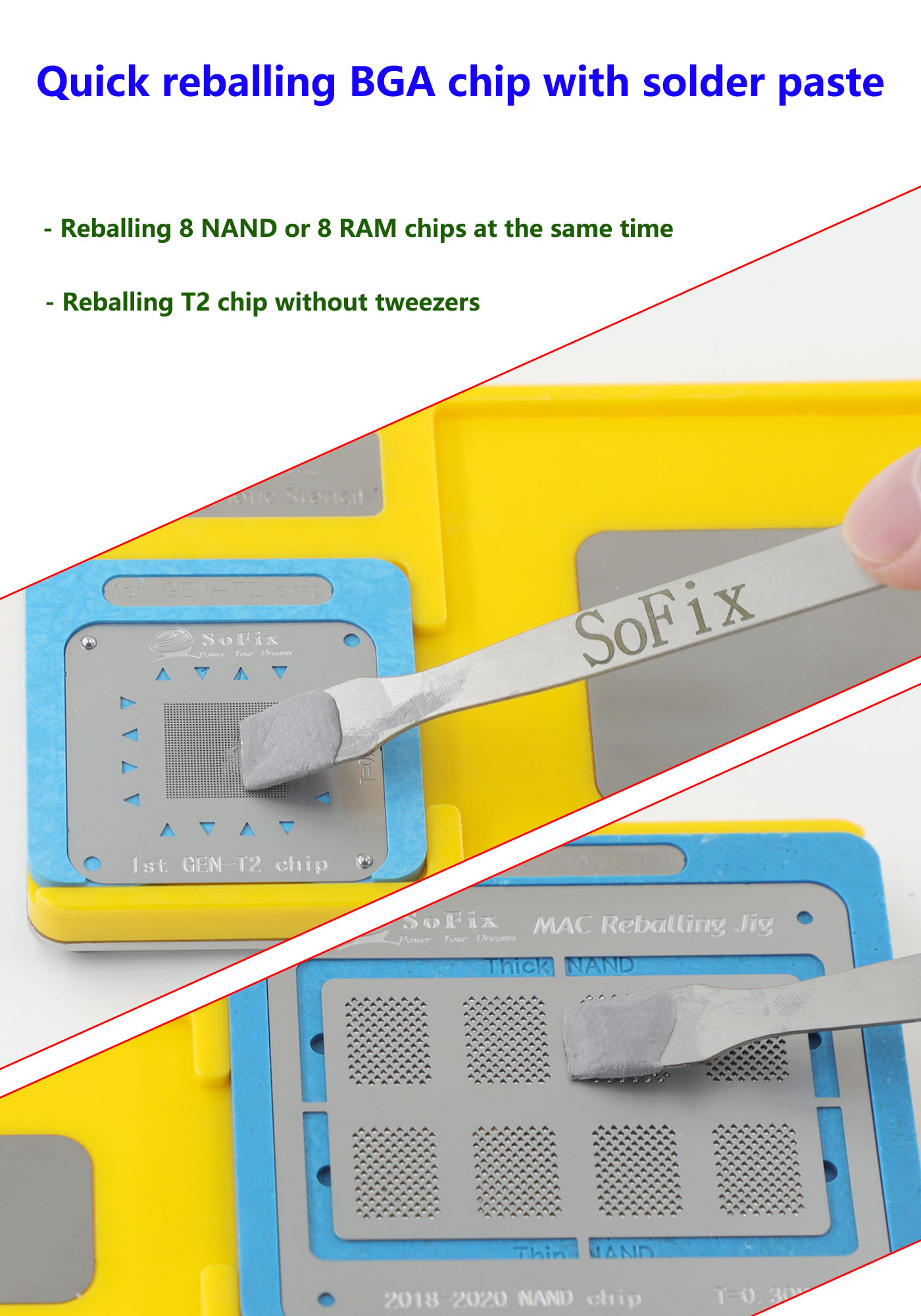 BGA Reballing Magnetic Stencil | RAM | NAND | T2 | Upgrade Kit, S-F302