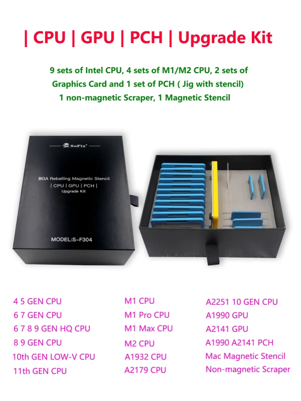 BGA Reballing Magnetic Stencil | CPU | GPU | PCH | Upgrade Kit, S-F304