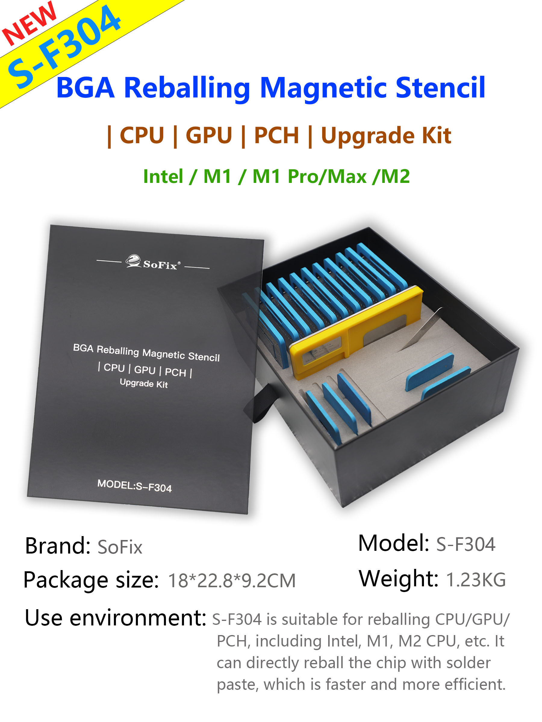 BGA Reballing Magnetic Stencil | CPU | GPU | PCH | Upgrade Kit, S-F304