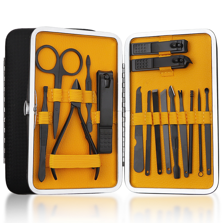 Nail Tools Manicure & Pedicure Set of 16 Pcs with Luxurious Case ...