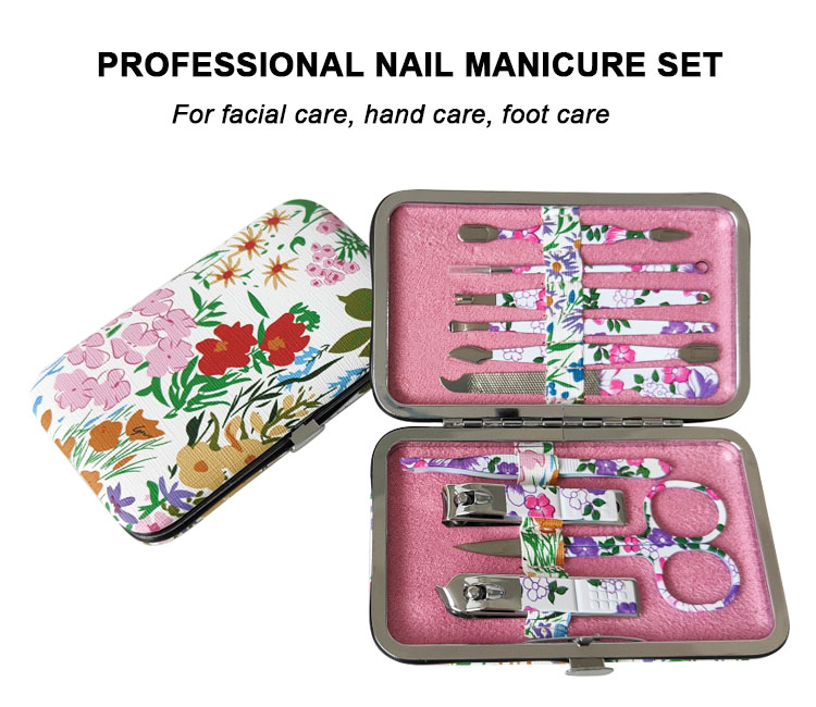 Professional Manicure Kit With Floral Patterns - Multi PCS Combo