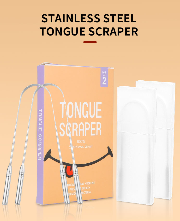 Tongue Scraper with Case (2 Pack) Medical Grade 100% Stainless Steel