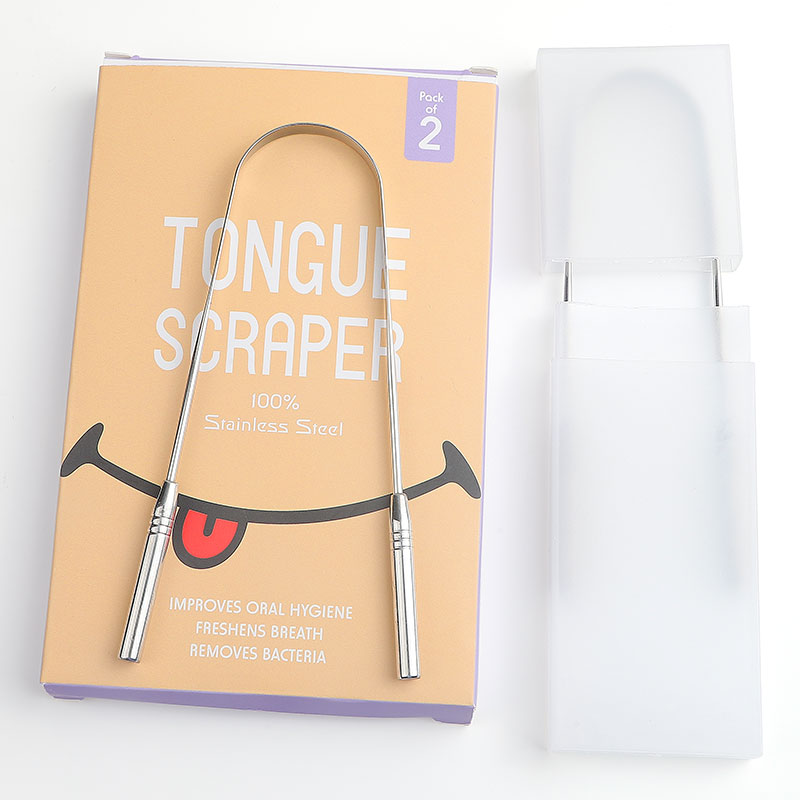 Tongue Scraper with Case (2 Pack) Medical Grade 100% Stainless Steel