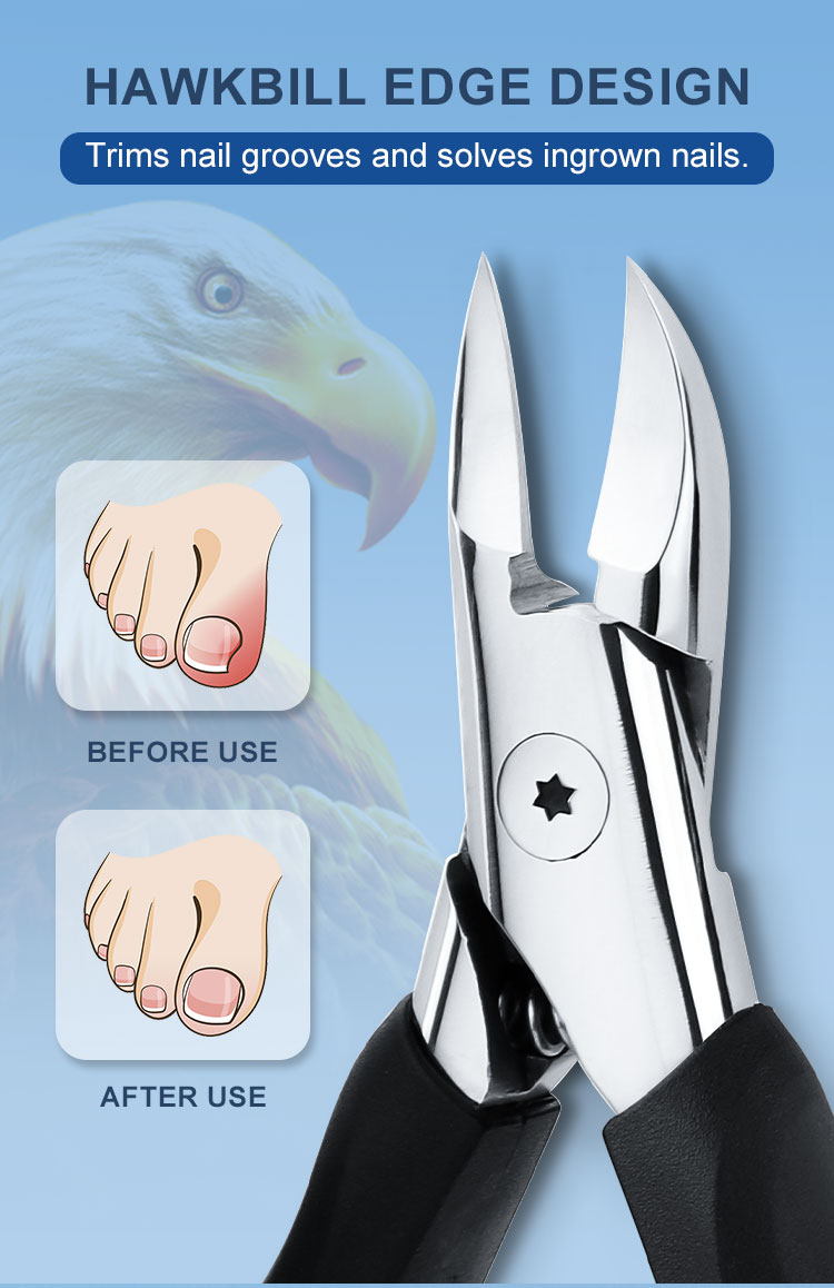 Ingrown Nail Nippers Unique Long Plastic Handle Curved Blade Tool ...