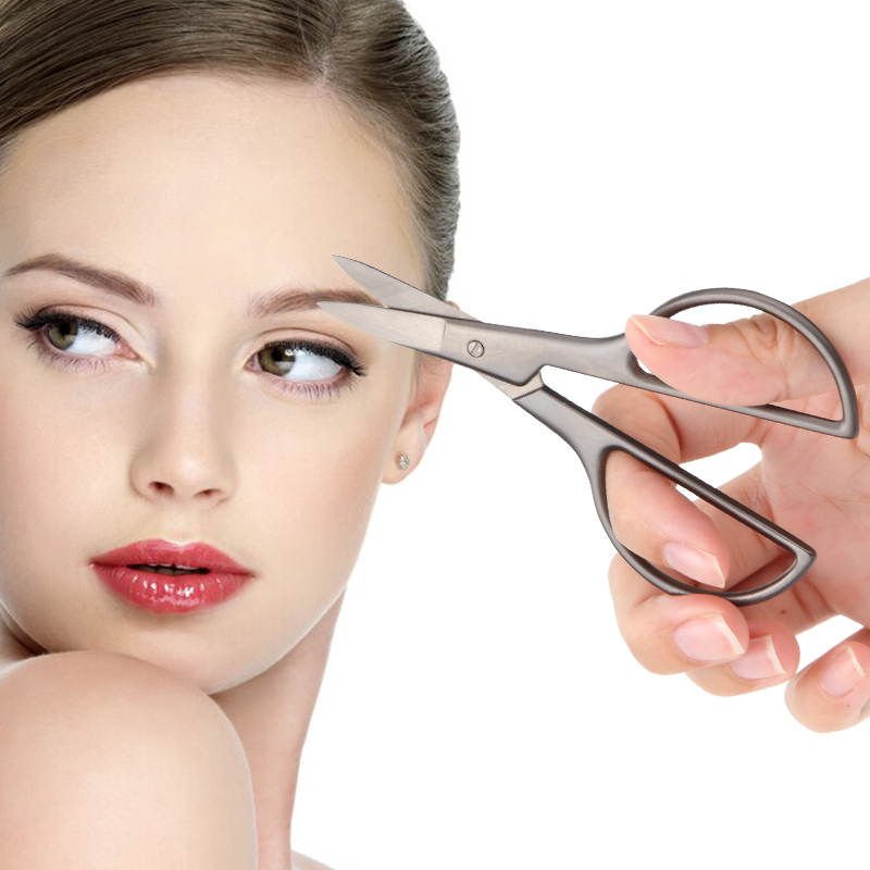 PRO Manicure Scissors Eyebrow Scissors Curved Tools In Leather Case