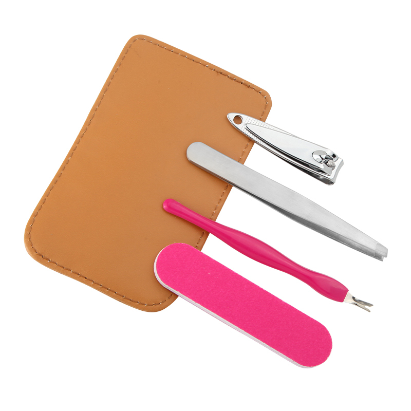 High Quality 4-in-1 Mini Manicure Set Travel Kit With PU Leather