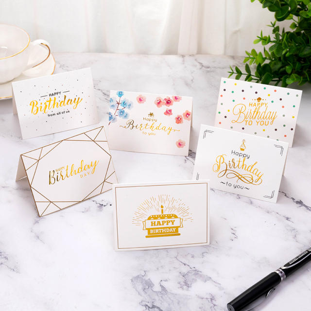 INS gold color letter happy birthday greeting cards,