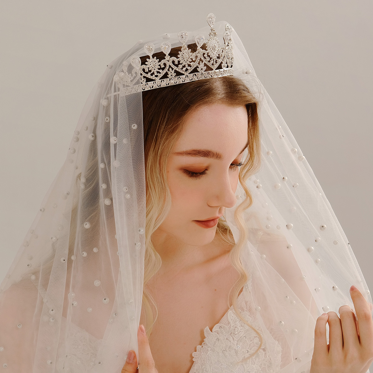 Luxury pave setting diamond handmade bridal crown,Crown & Tiara
