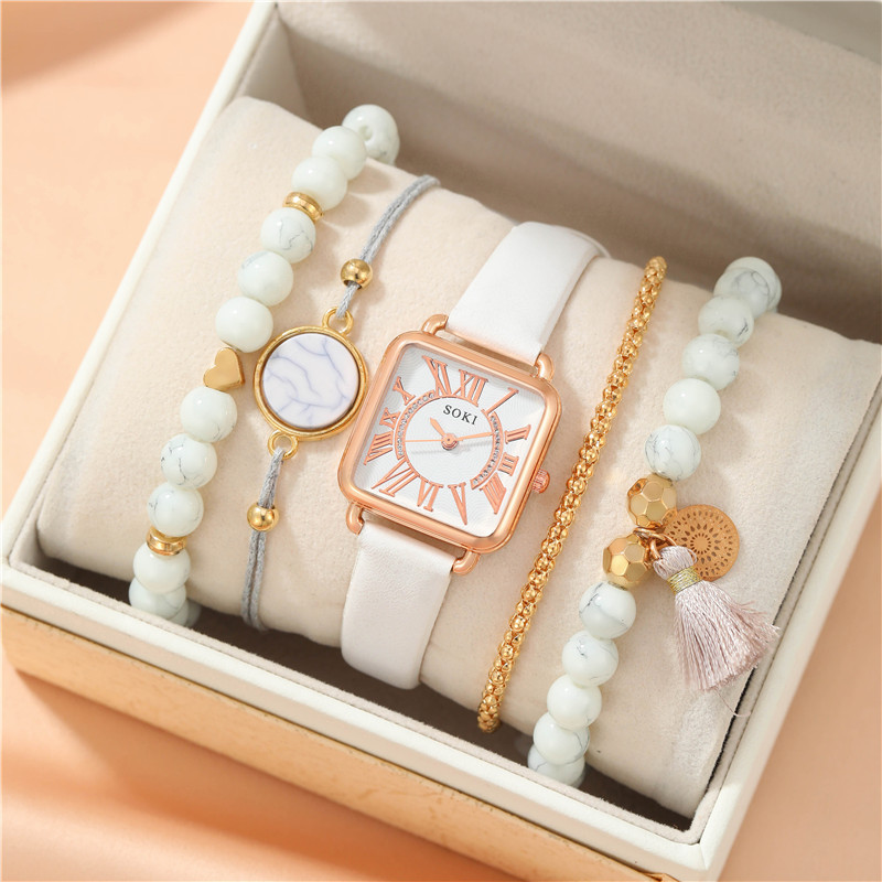 White color boho bracelet women watch set(without box),BRACELET&BANGLE