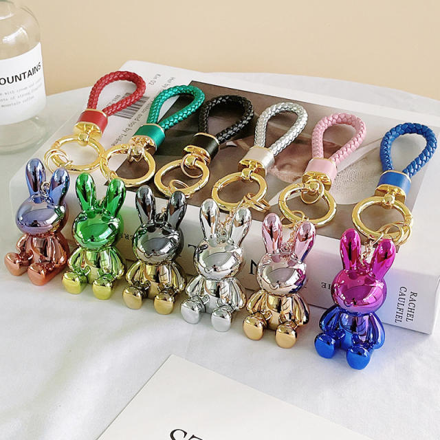 Y2K gorgeous color laser cartoon rabbit keychain,KEYCHAIN&BROOCHES