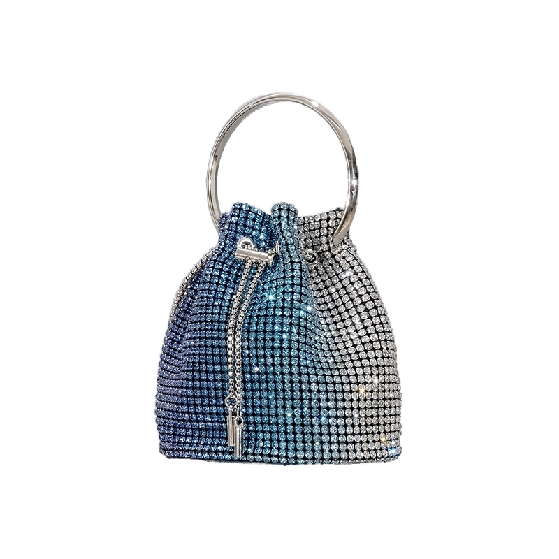 Luxury Gradient color diamond bucket bag,