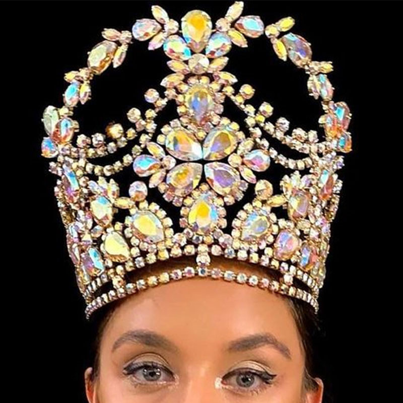 Luxury gorgeous crystal stone setting tall crown,Crown & Tiara