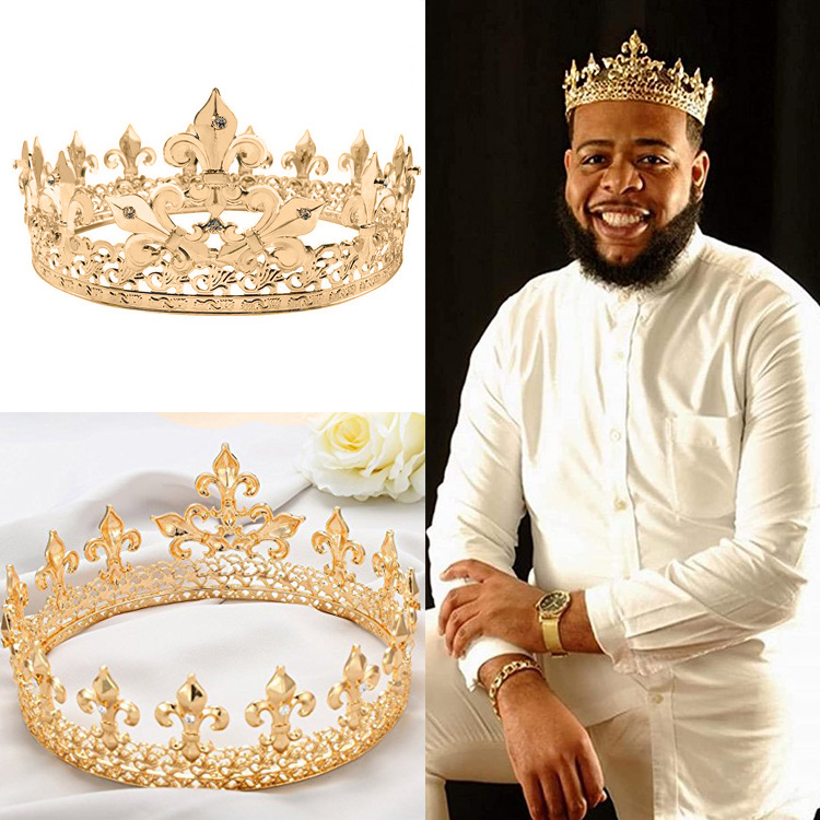 Baroque trend rhinestone statement crown for men,Other Accessory for men