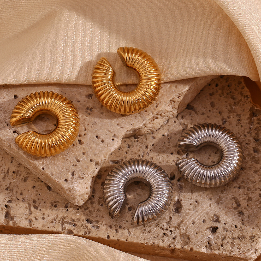 18KG thread pattern chunky stainless steel ear cuff,Ear Cuff/Ear Wrap