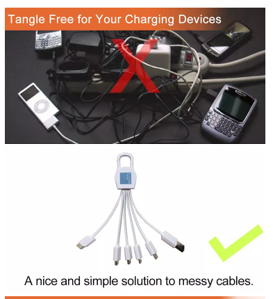 Colorful All in One Android Micro Flat USB Charging Cable With ...