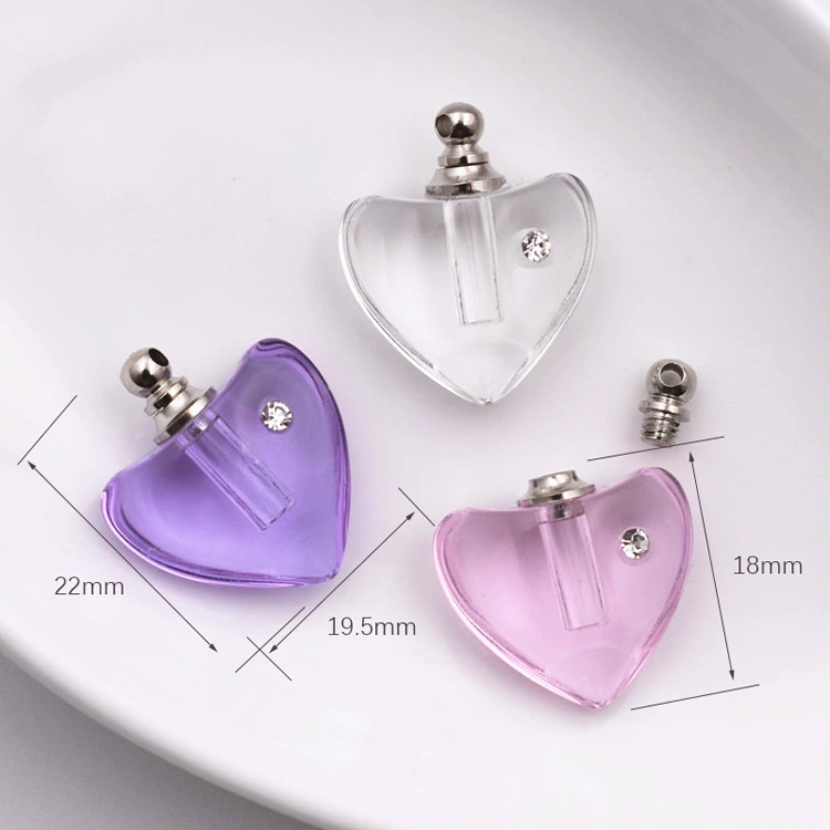 screw cap heart-shapedcrystal vials pendant perfume vial bottle fashion ...