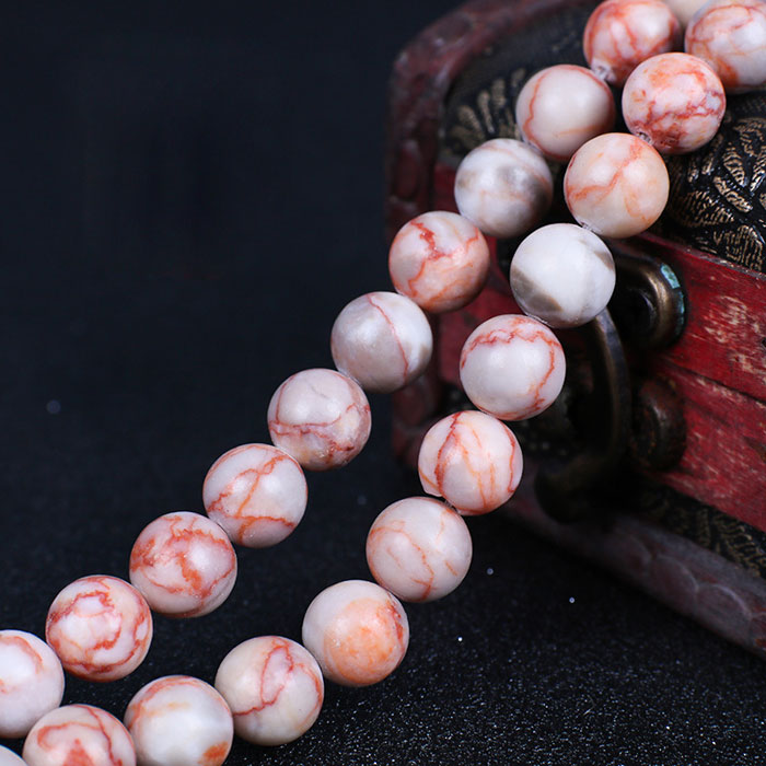 Natural red network stone beads