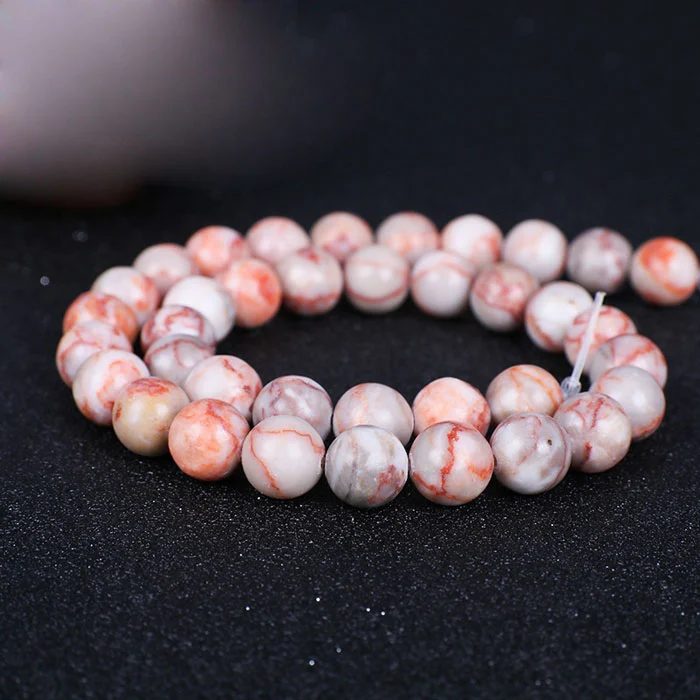 Natural red network stone beads