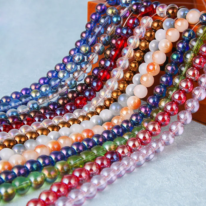 Crystal glass AB electroplated beads - 1