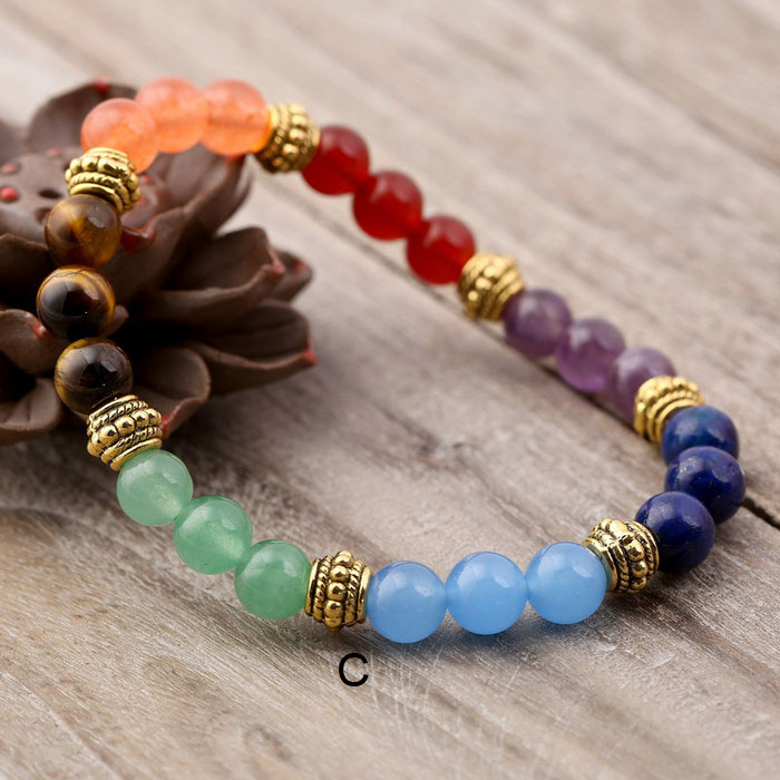 Seven chakra natural stone bracelet