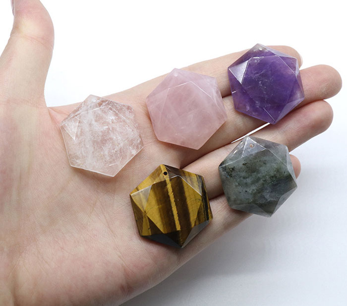 Natural stone Six pointed star pendants