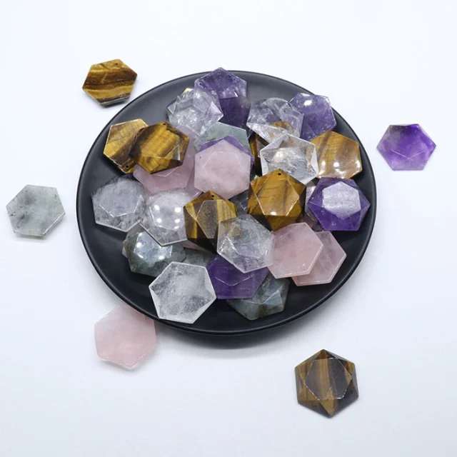 Natural stone Six pointed star pendants