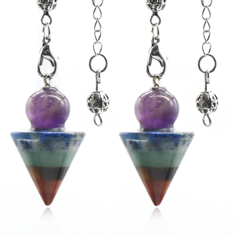 Natural colorful stone conical flexible pendulum