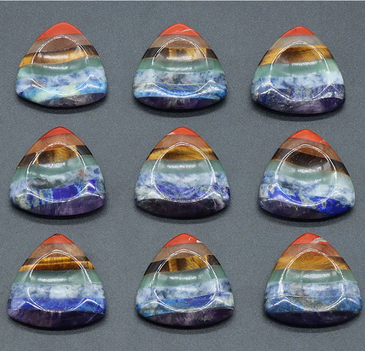 Natural rainbow stone triangle thumb massage stone