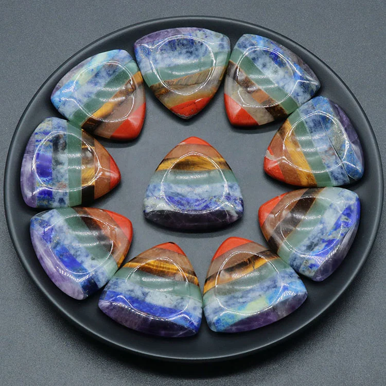 Natural rainbow stone triangle thumb massage stone