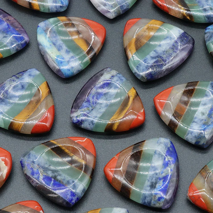 Natural rainbow stone triangle thumb massage stone