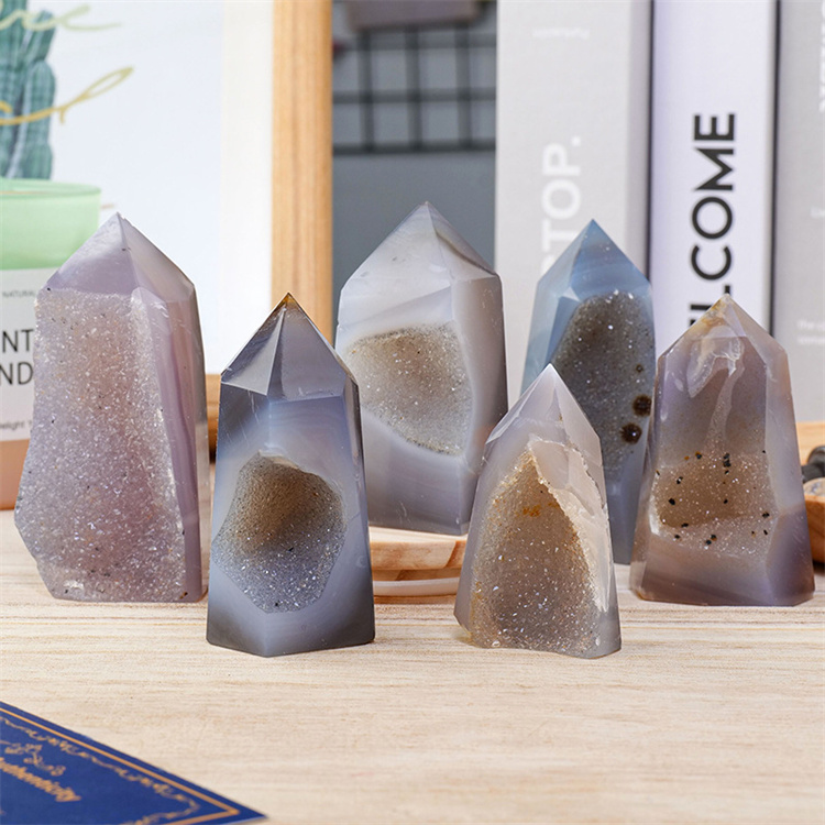 Natural Agate Cave Crystal Pillar Hexagonal Prism