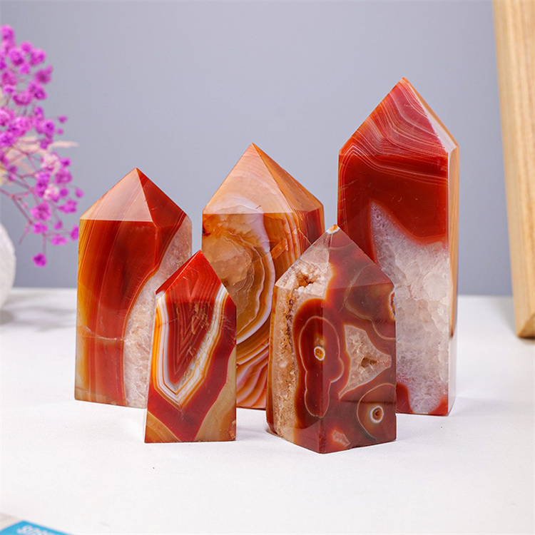Natural red agate Hexagonal Prism