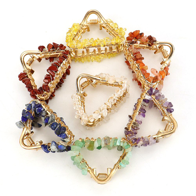 Natural crystal gravel triangle hair clip