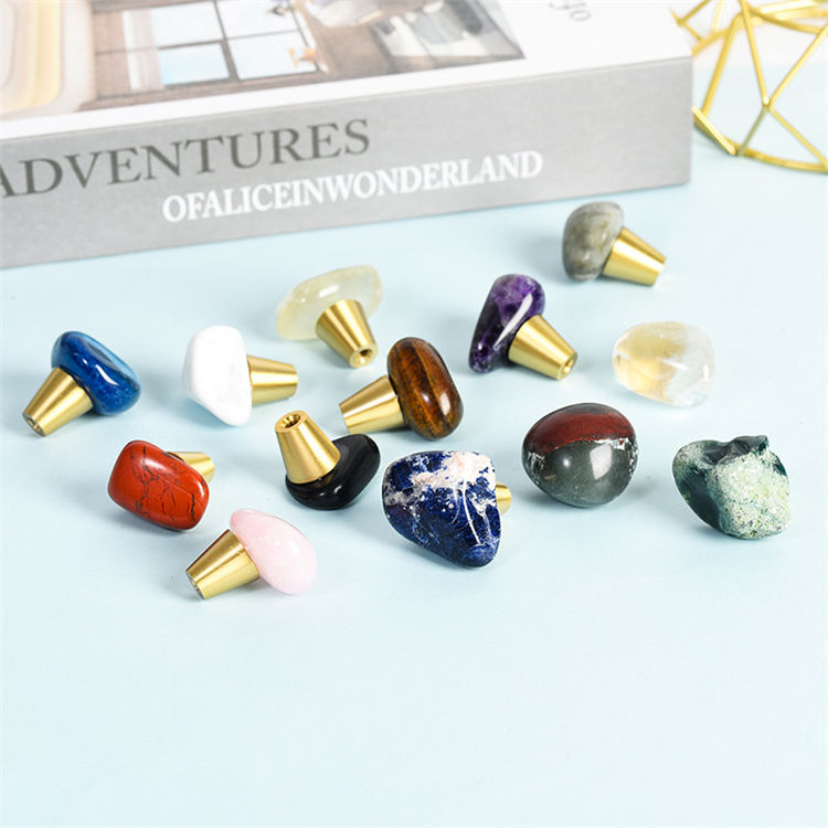 diamond shape Crystal raw stone door handle