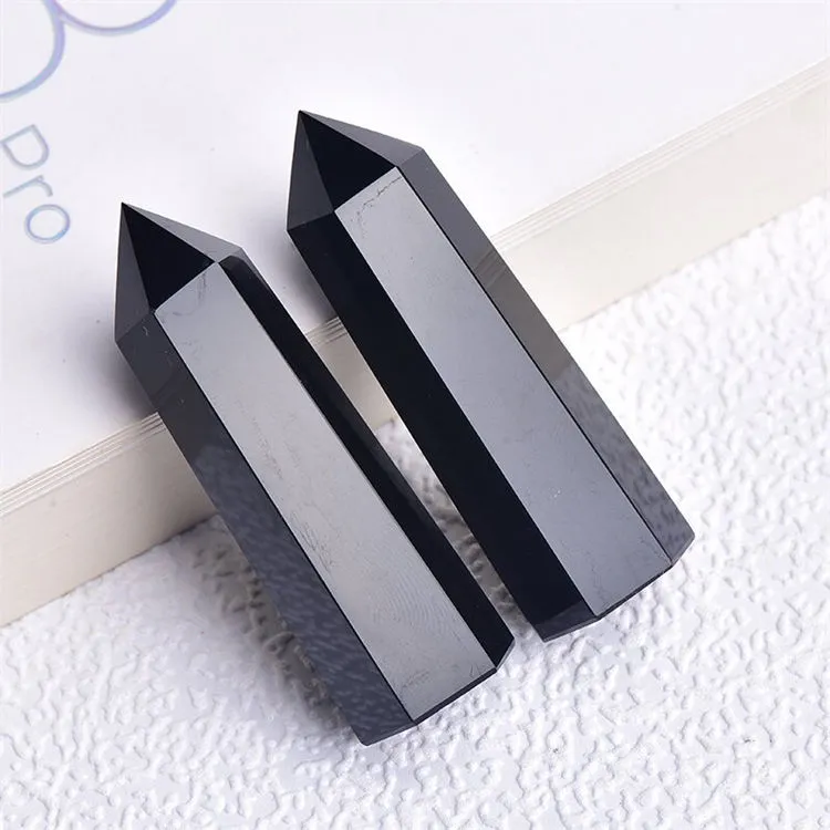 natural obsidian crystal column