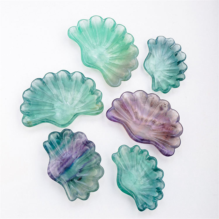 Natural green fluorite shell bowl