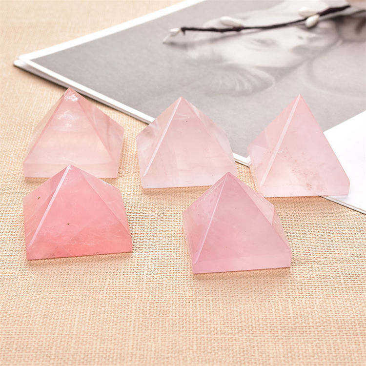 Natural rose quartz pyramid