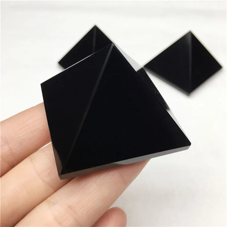 Natural obsidian pyramid