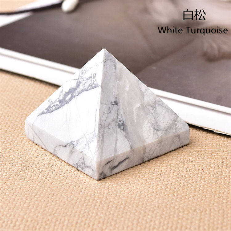 Natural white turquoise pyramid