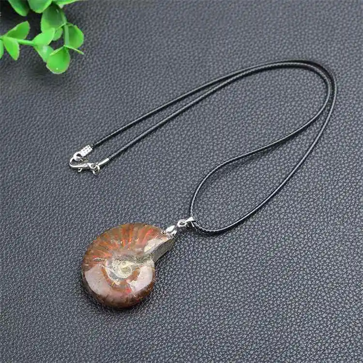 Natural Crystal Madagascar Ammonite Snail Fossil Pendant